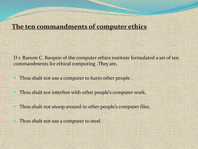 COMPUTER ETHICS | PPT