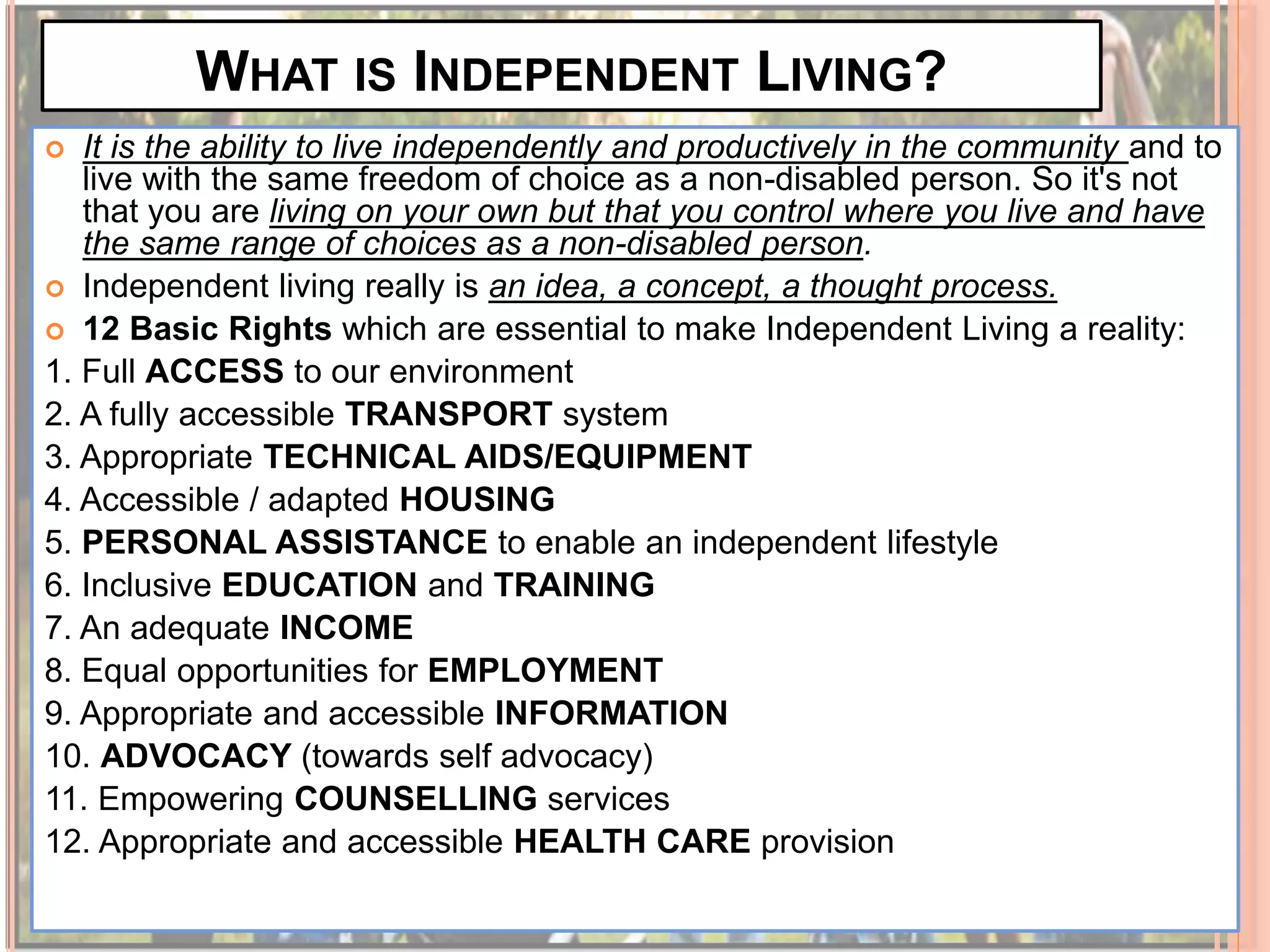 Life skill and independent living | PPTX