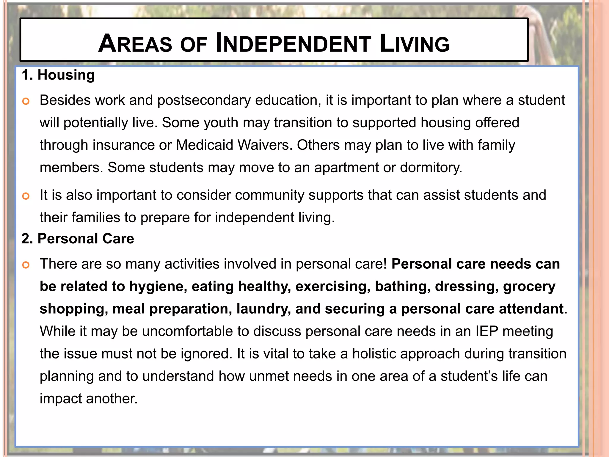 Life skill and independent living | PPTX