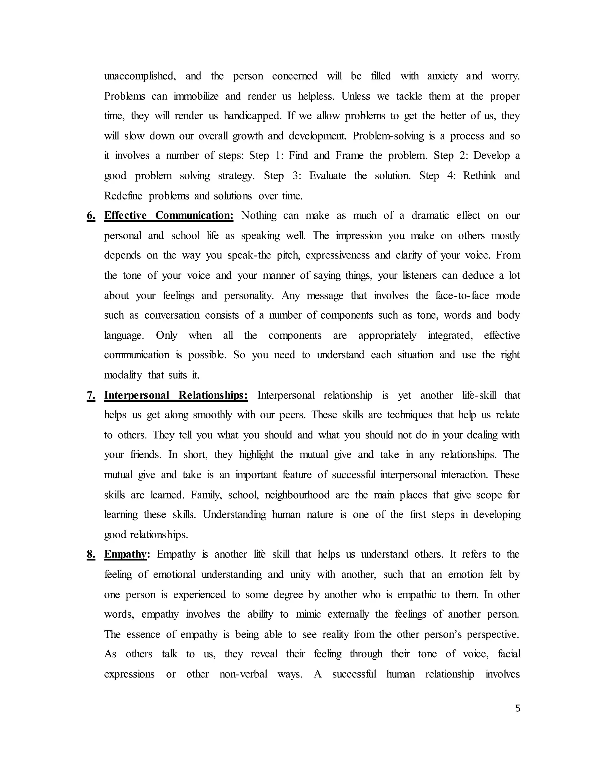 Life skill education | DOCX