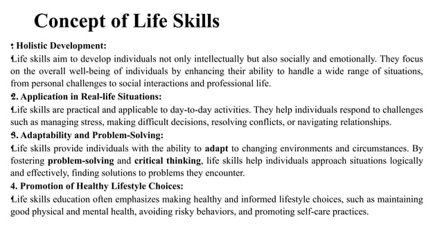 life skills , Types,nature, Concept of life skills | PPT