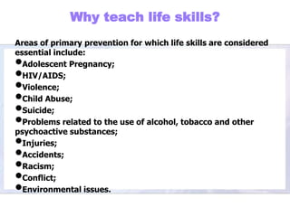 Life skills education recommended by who by S.Lakshmanan Psychologist | PPT