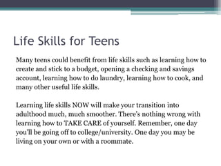 Life skills for teens presentation | PPTX