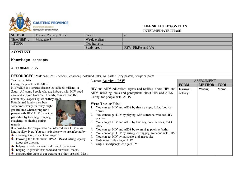 Life Skills Lesson Plan Term 4 Life Skills Lesson Plan Term 4