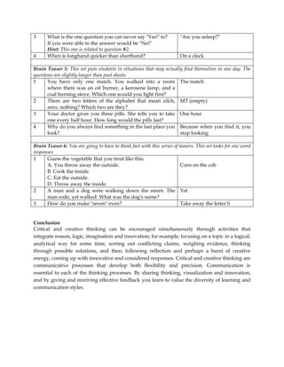 CREATIVITY & CRITICAL THINKING - Life Skills Training for High School | PDF