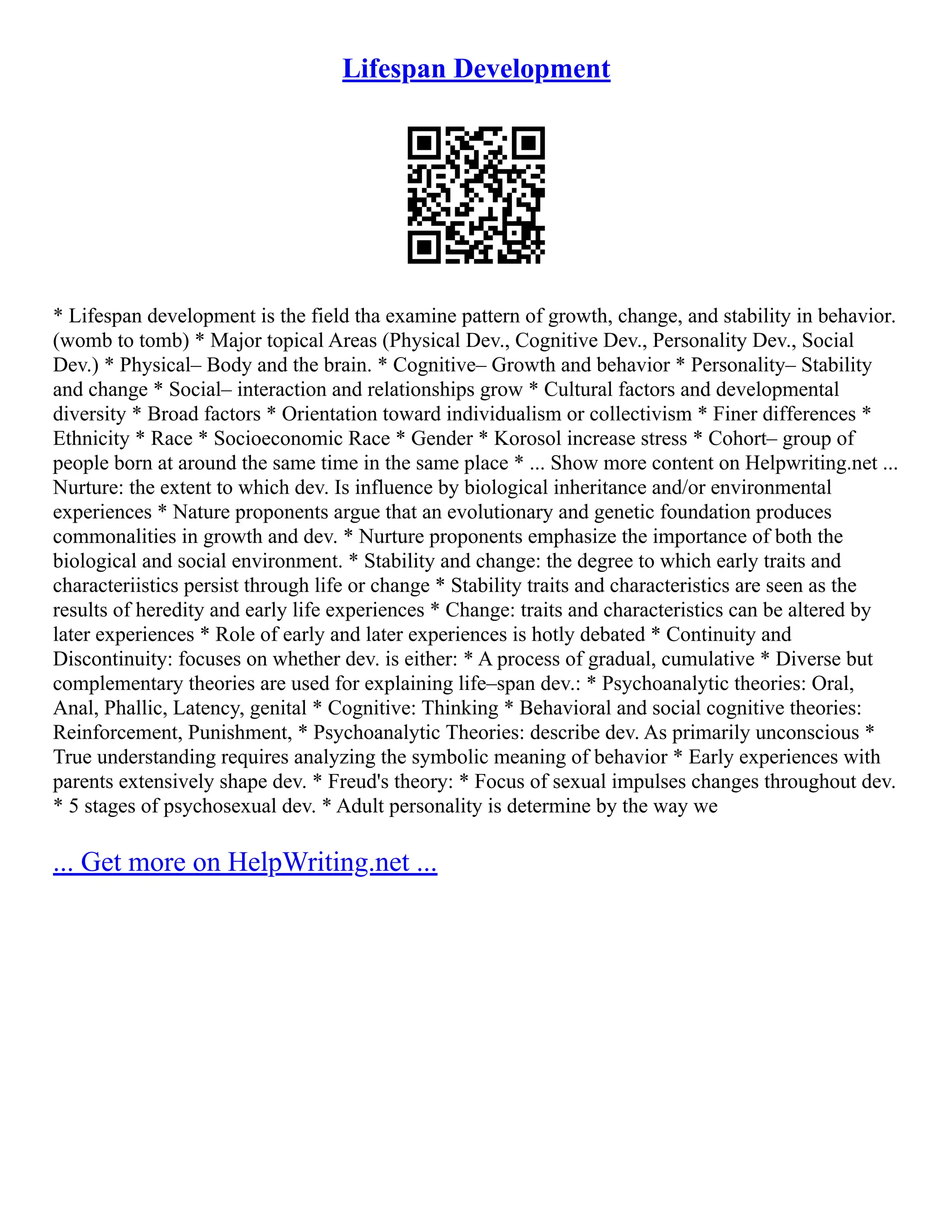 Lifespan Development | PDF