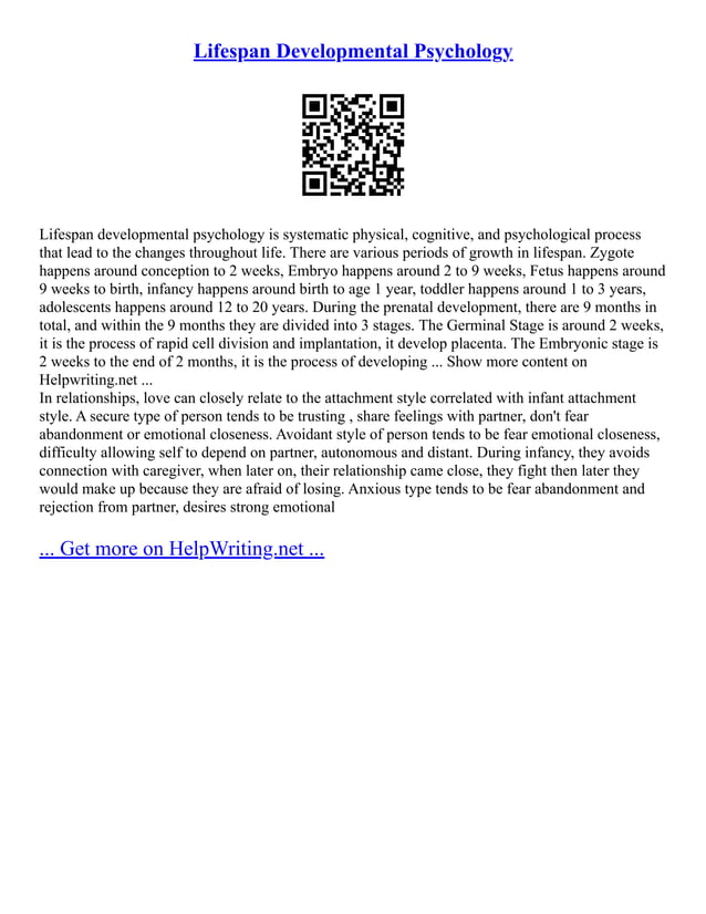 Lifespan Developmental Psychology | PDF