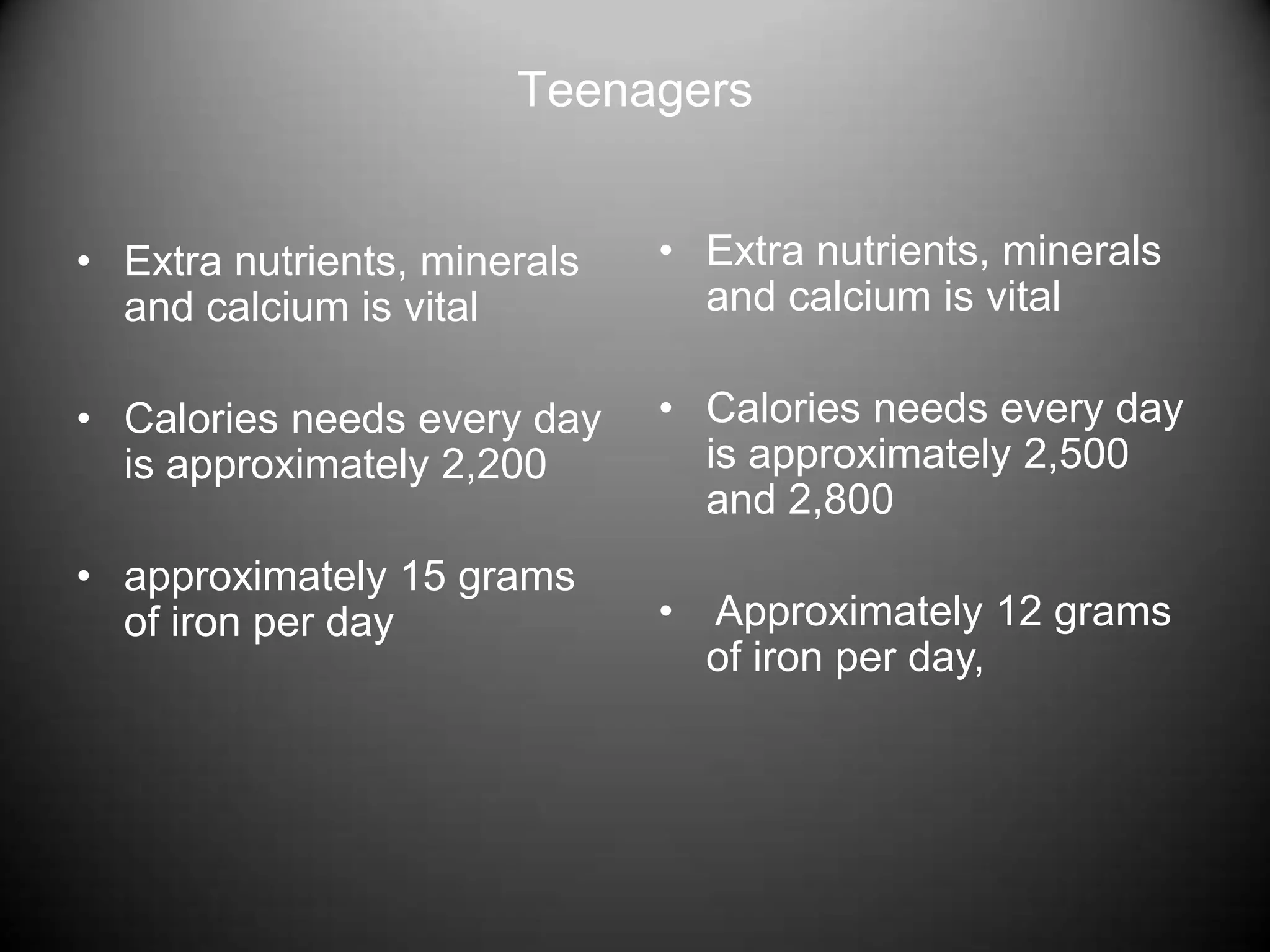 Lifespan nutrition needs presentation | PPTX
