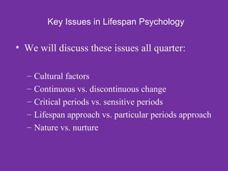 Lifespan Psychology Power Point Lecture, Chapter 1, Module 1.1 | PPT