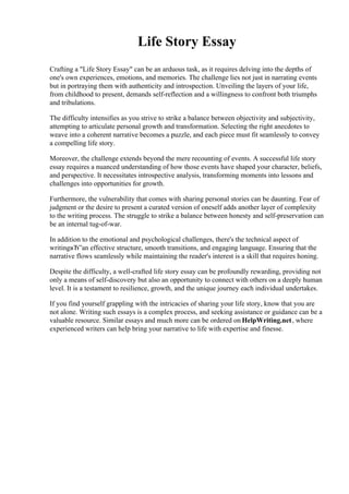 Life Story Essay.pdf | Hobbies & Interests