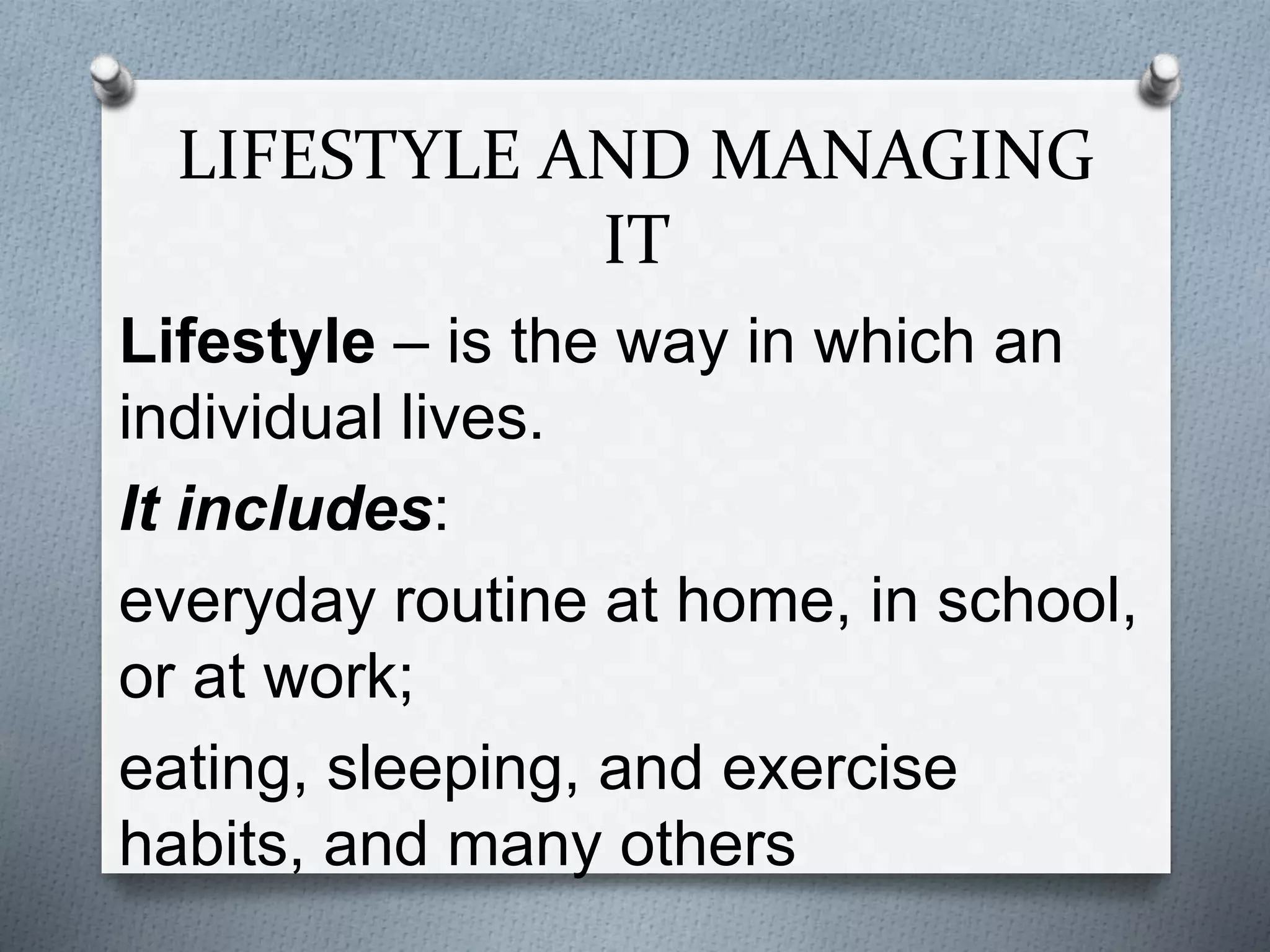 Lifestyle and weight management pe 9 | PPTX