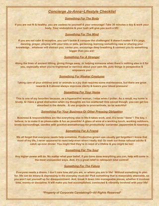 Lifestyle Checklist | PDF | Healthy Living