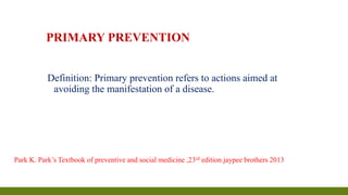 Lifestyle disease and its primary and secondary prevention | PPTX