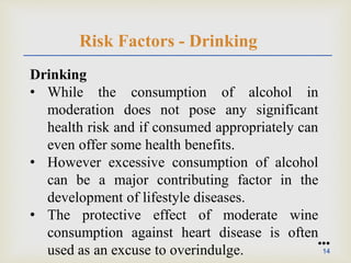 Lifestyle Diseases - definition, types, causes, risk factors | PDF