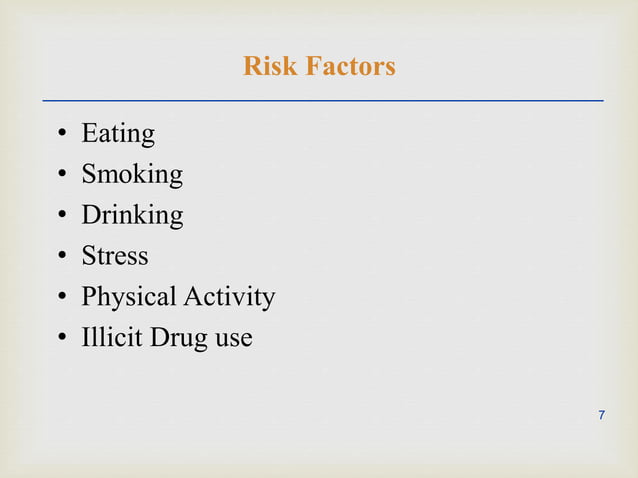 Lifestyle Diseases - definition, types, causes, risk factors | PDF ...