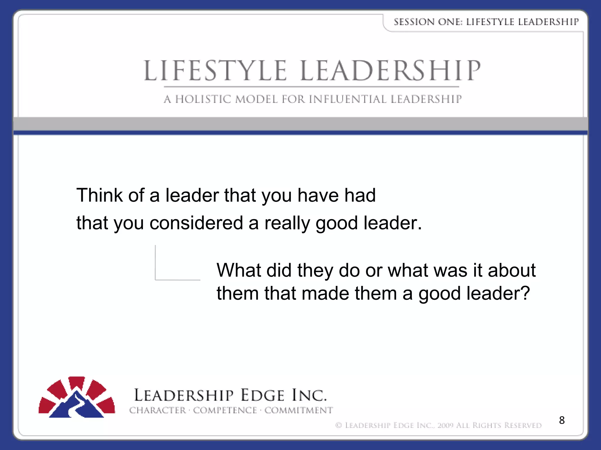 Lifestyle Leadership - Fraternity | PPT