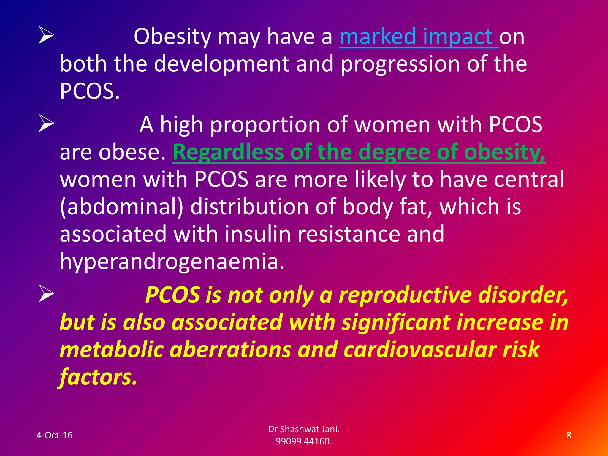 LIFESTYLE MANAGEMENT OF PCOS BY DR SHASHWAT JANI | PPTX