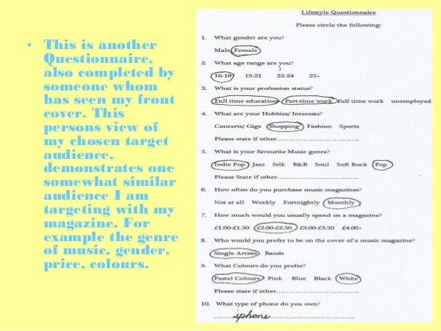 Lifestyle questionnaire's and feedback