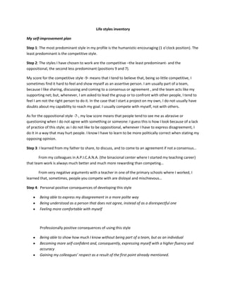 Life Styles Inventory | DOCX