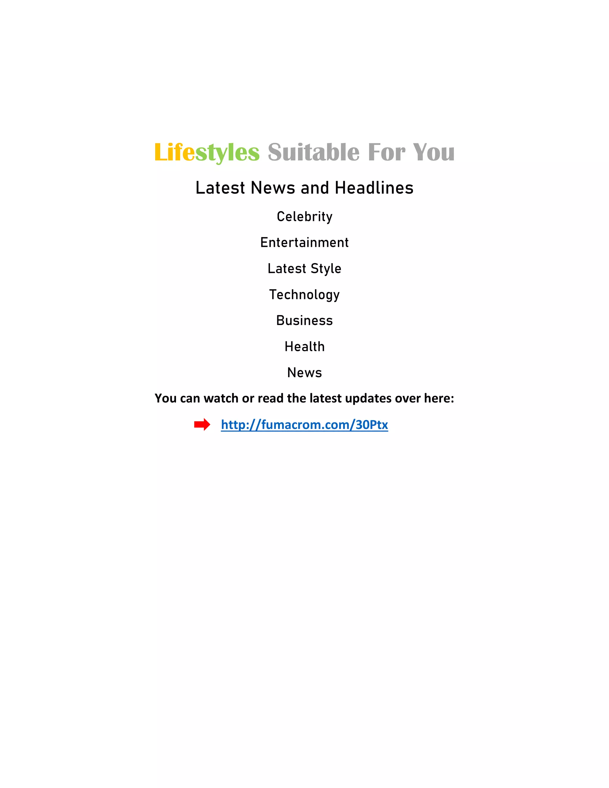 Lifestyles suitable for you | PDF