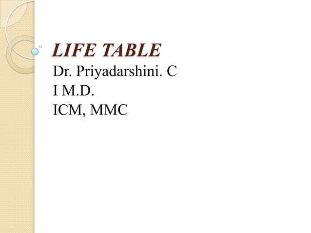 Life table | PPTX | Science