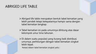 Materi Life Table Ilmu Kesehatan Masyarakat | PPTX