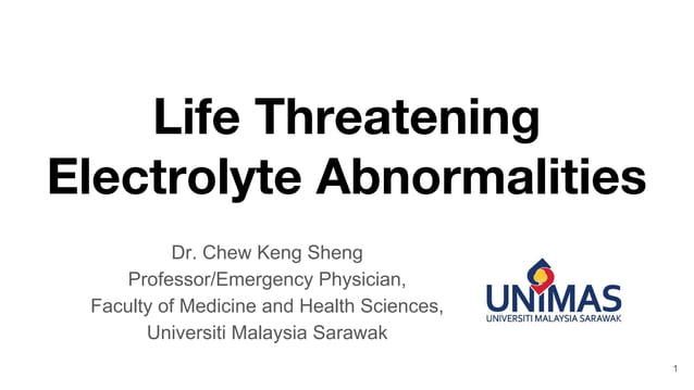 Life threatening electrolyte abnormalities | PDF