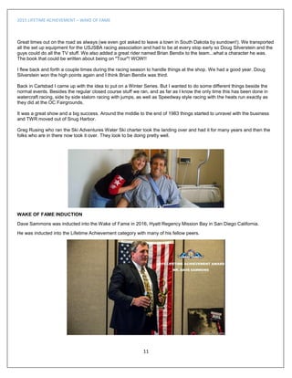 Wake of Fame - Lifetime Achievement Dave Sammons 2015 | PDF