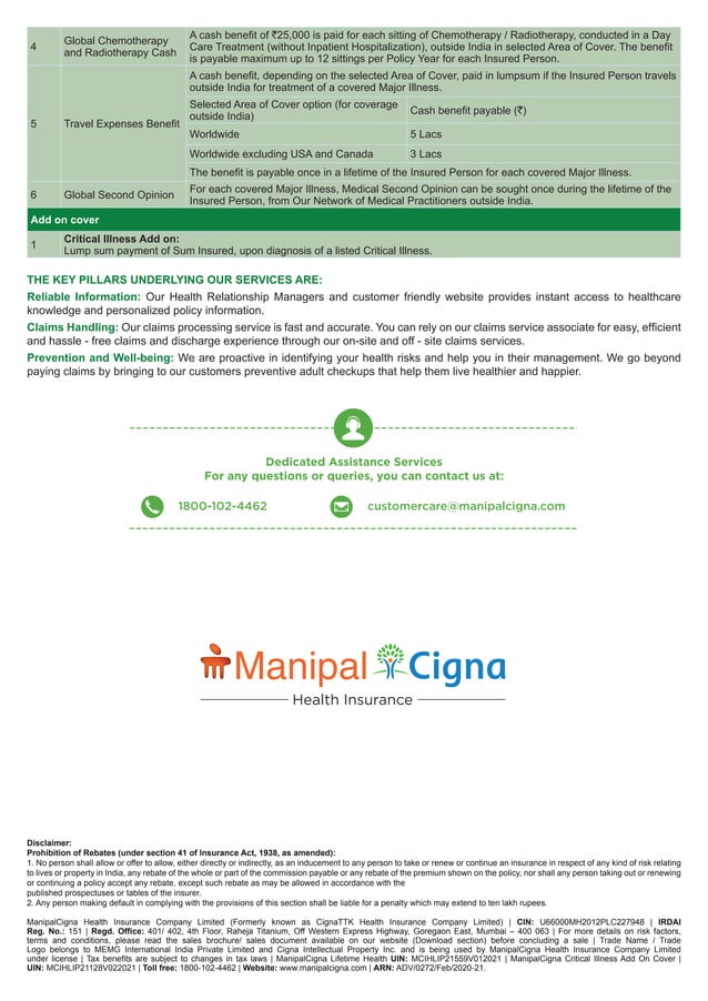 Check Out the Comprehensive Health Coverage Brochure at ManipalCigna. | PDF