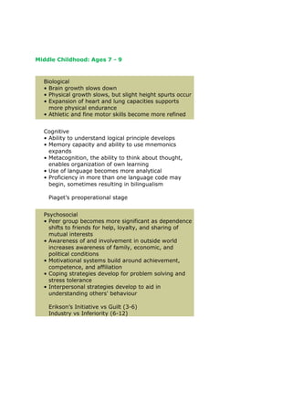 Lifetime human development milestones | PDF