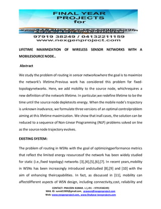 Lifetime maximization of wireless sensor networks with a mobile | PDF