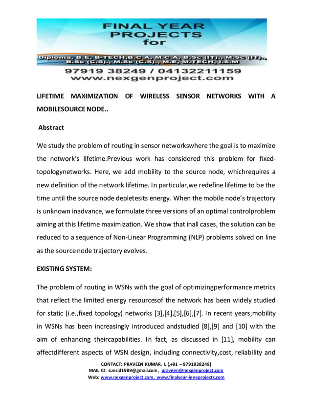 Lifetime maximization of wireless sensor networks with a mobile | PDF