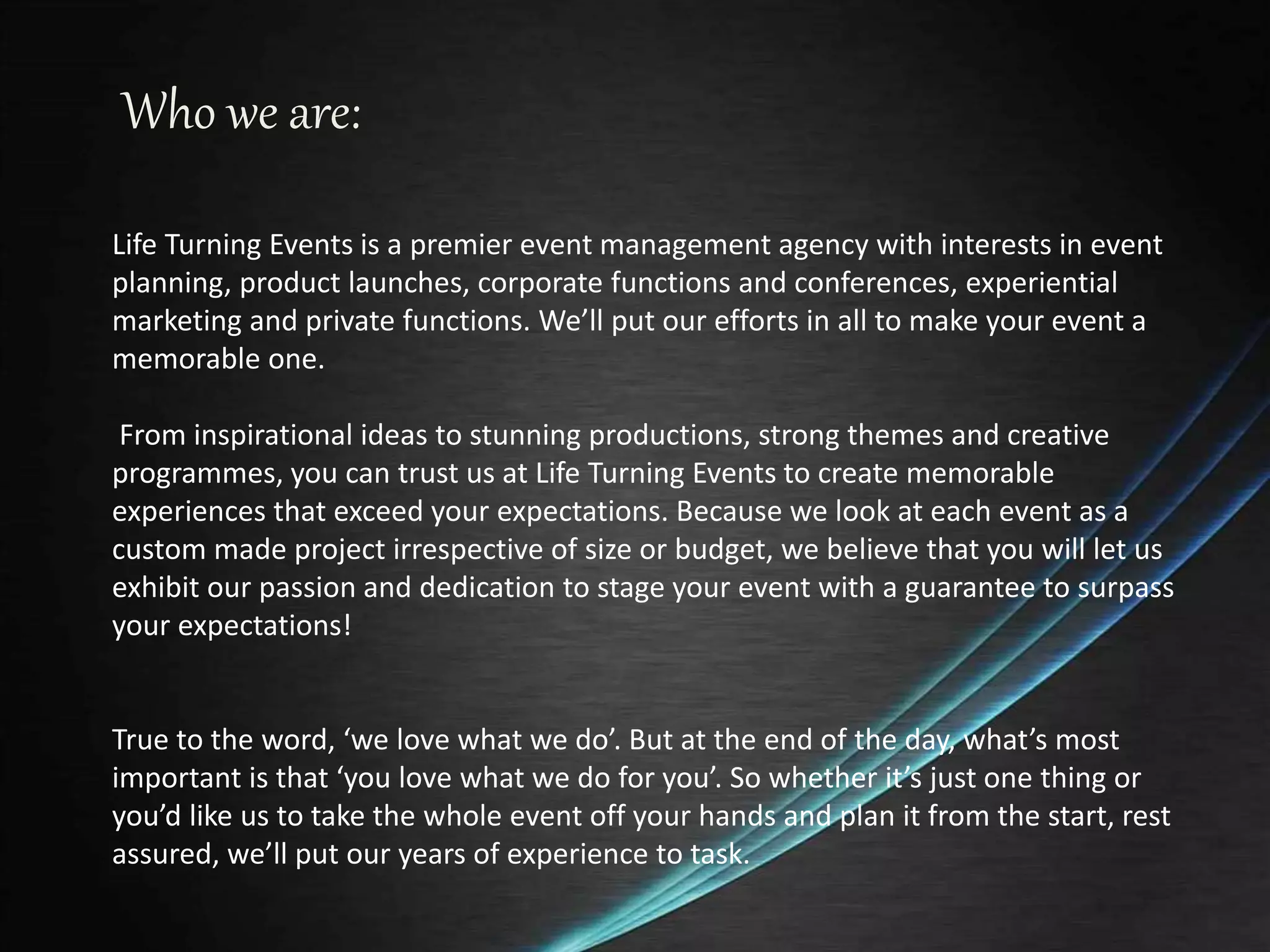 Life Turning Events Company Portfolio | PPT