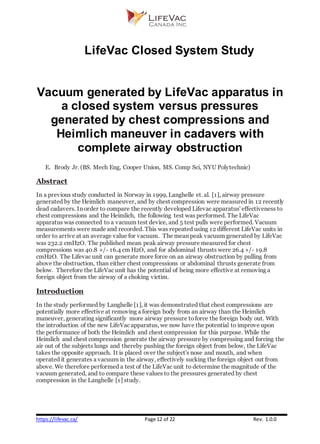 Lifevac Review Product Information Medical Reviews | PDF