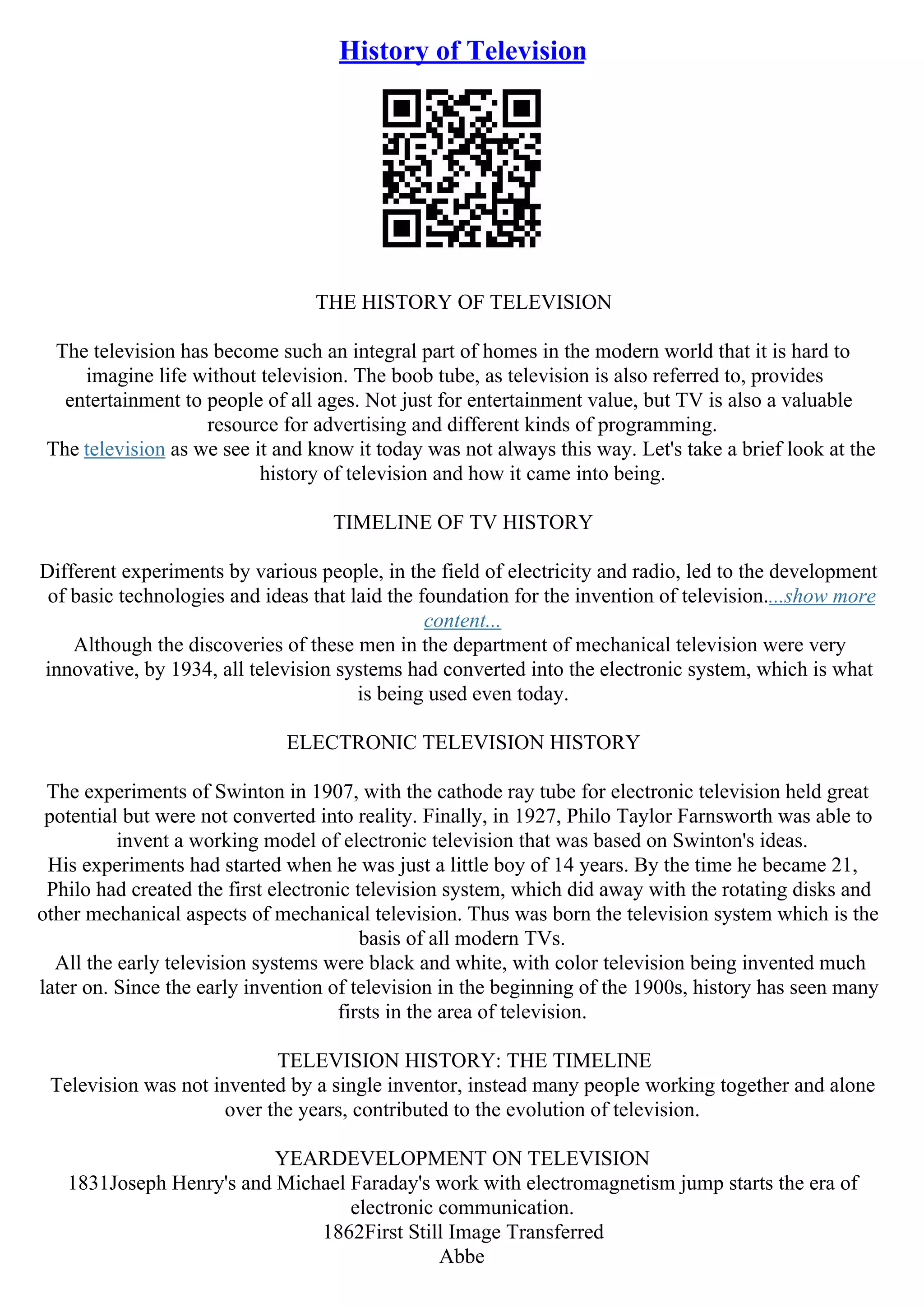 Life Without Television Essay | PDF