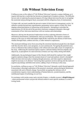 Life Without Television Essay | PDF