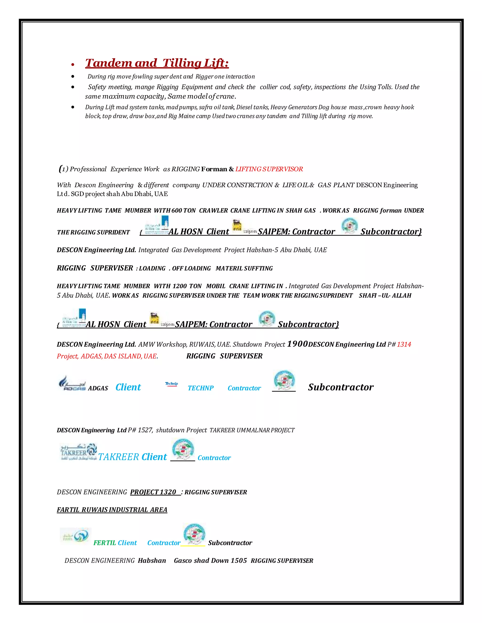 Liffting supervisor | DOCX