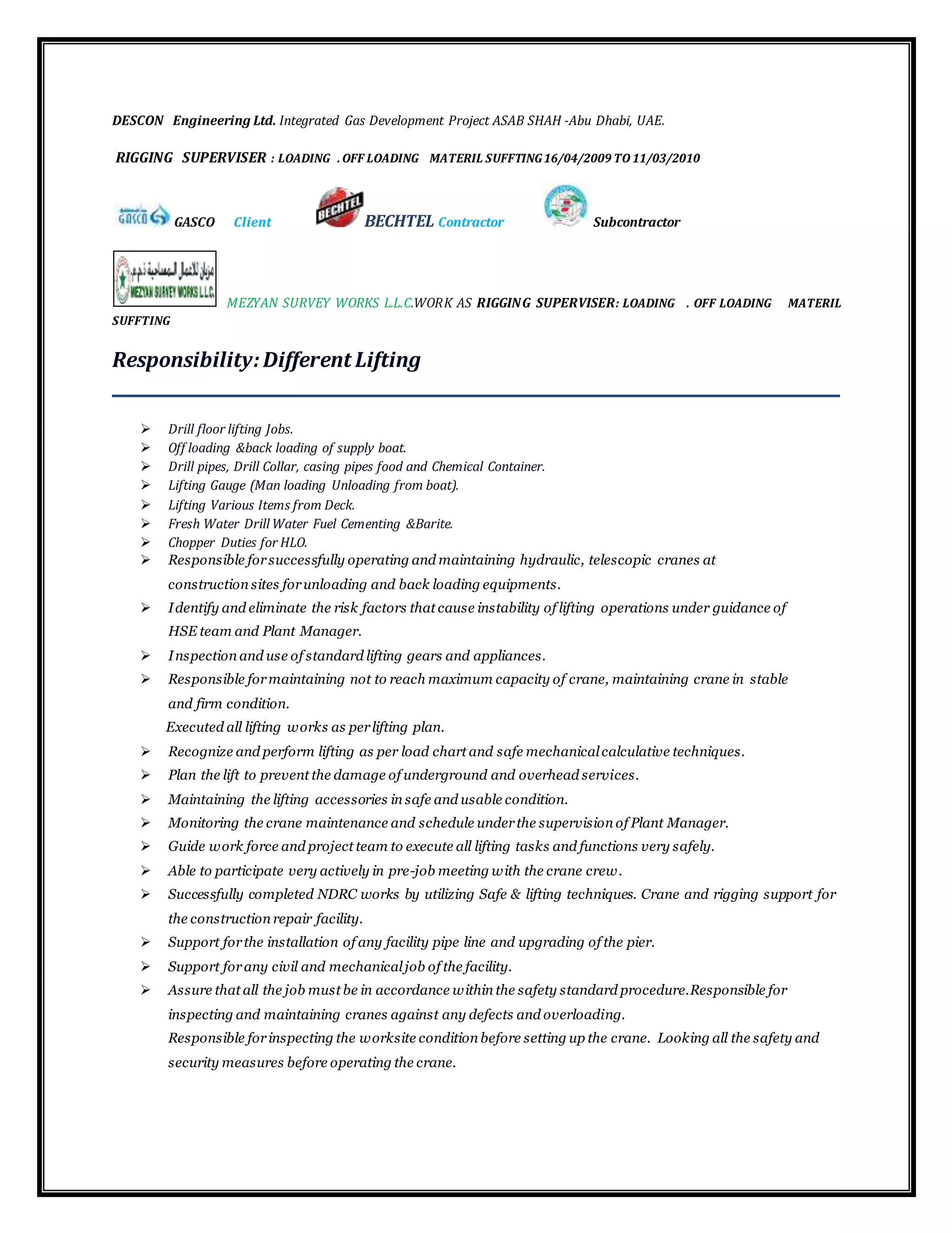 Liffting supervisor | DOCX