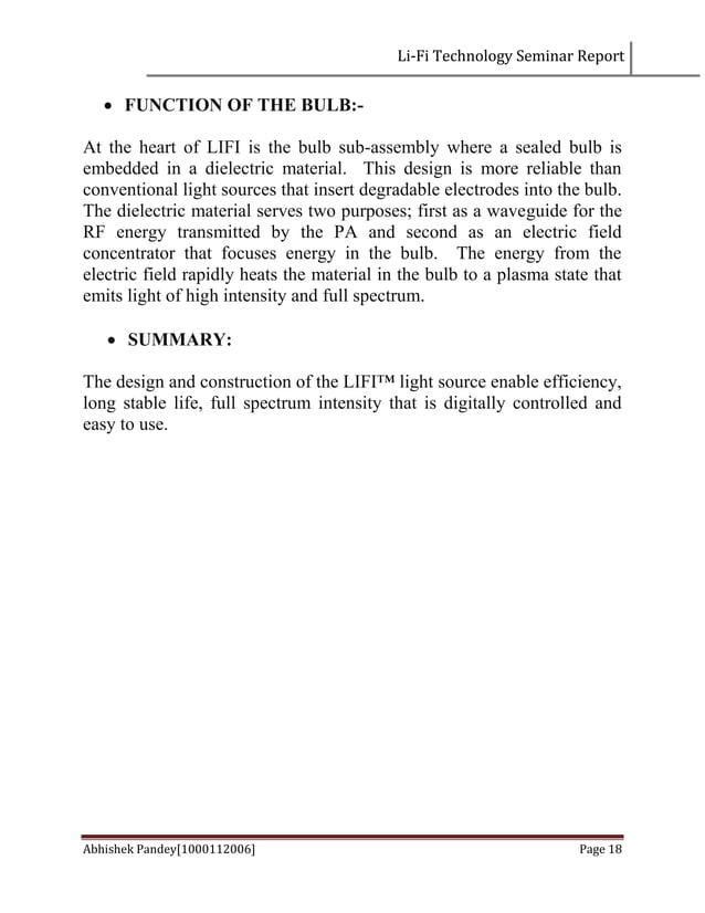 Lifi Seminar Report Full | DOCX