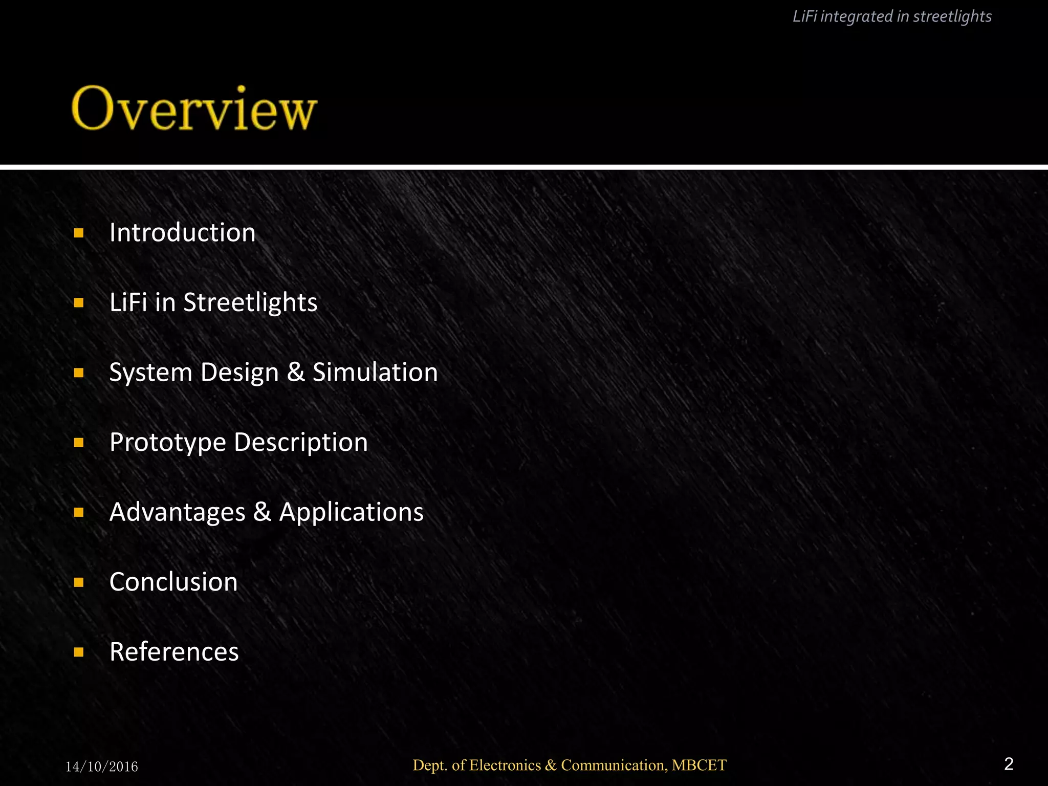 LiFi in streetlights | PPTX