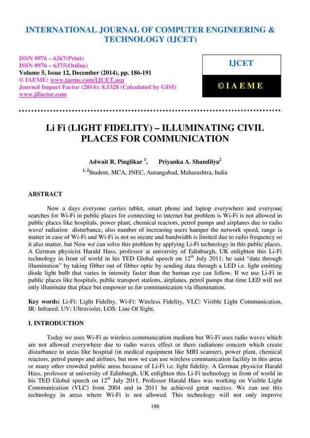 Li fi light fidelity illuminating civil placesfor communication | PDF