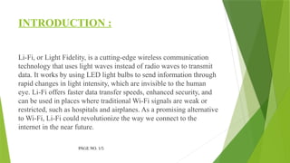 LIFI PROJECT-1.pptx for techfest in college | PPTX