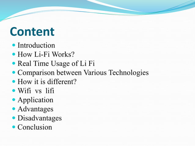 Li fi technology ppt | PPTX | Computer Networking | Computing