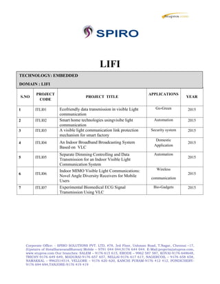 LIFI TECHNOLOGY PROJECT TITLES 2015 - 2016 | PDF