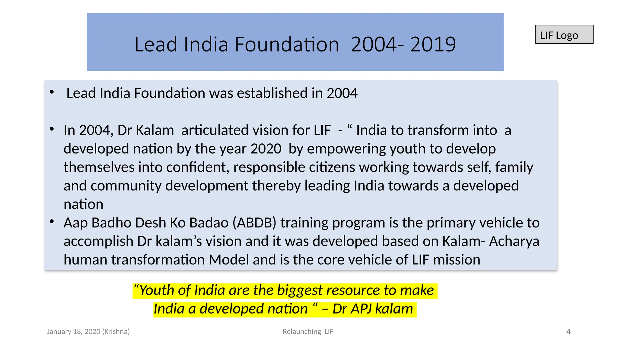 Lead India Foundation and its path forward | PPTX