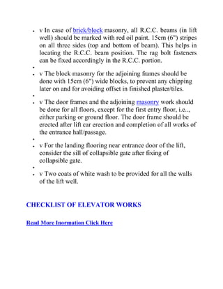 Lift elevator work procedures - types, checklist, precautions ...