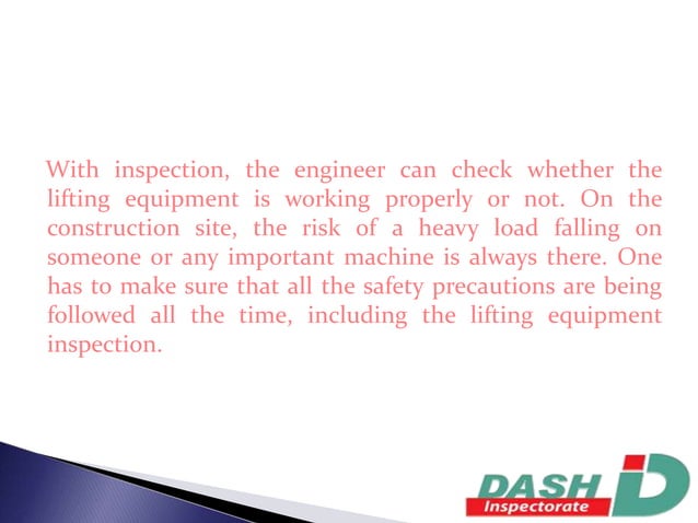 Lifting equipment inspection | PPTX | Business and Finance
