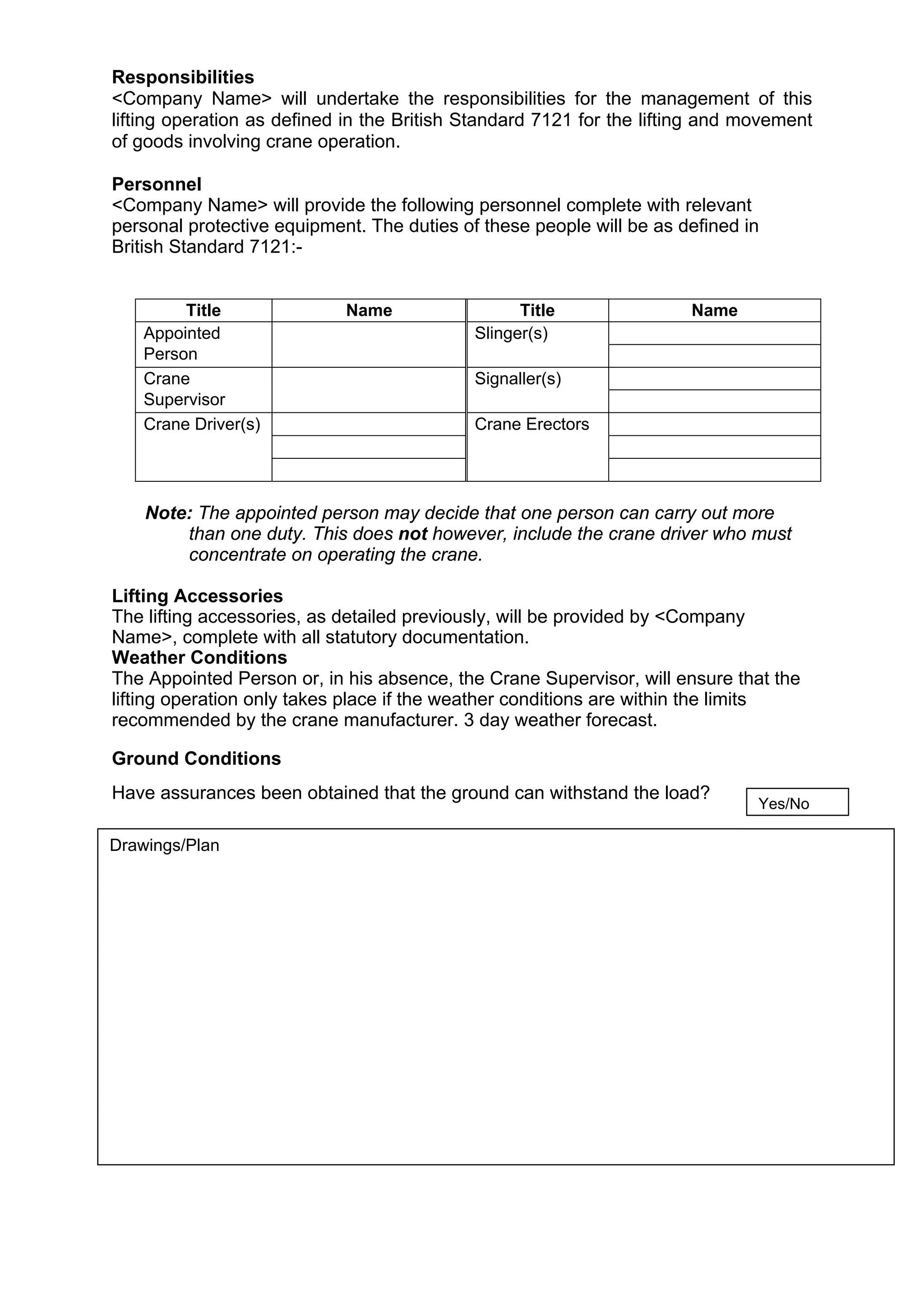 Lifting plan template | PDF