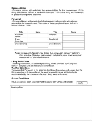 Lifting plan template | PDF