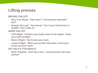 LiftingTechniques safety training awarness.ppt